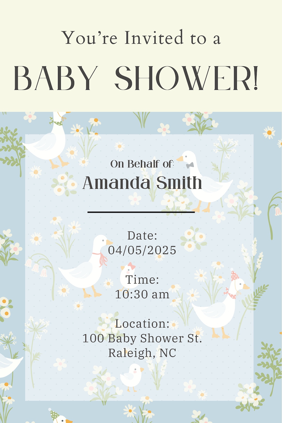 Goose Baby Shower Mother Goose Pastel Minimalist Grandmillenial Baby ...