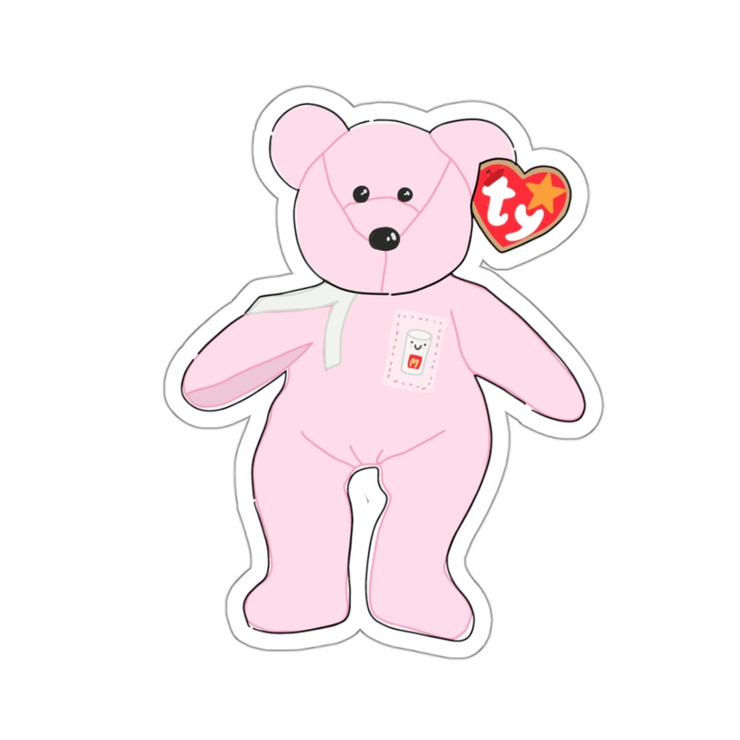 Ty Beanie Baby shake the Bear Sticker 90's Y2k Nostalgic Pink ...