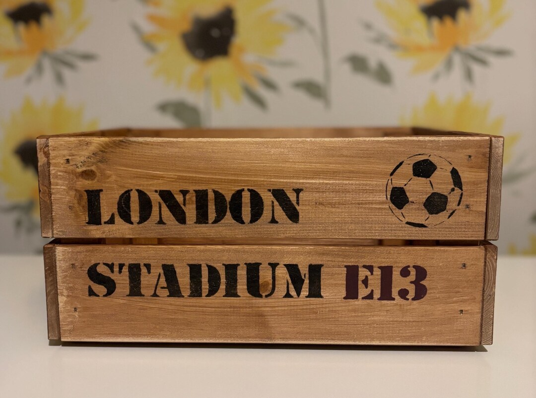 Personalised WEST HAM London Stadium. Football Crate Hamper Gift ...