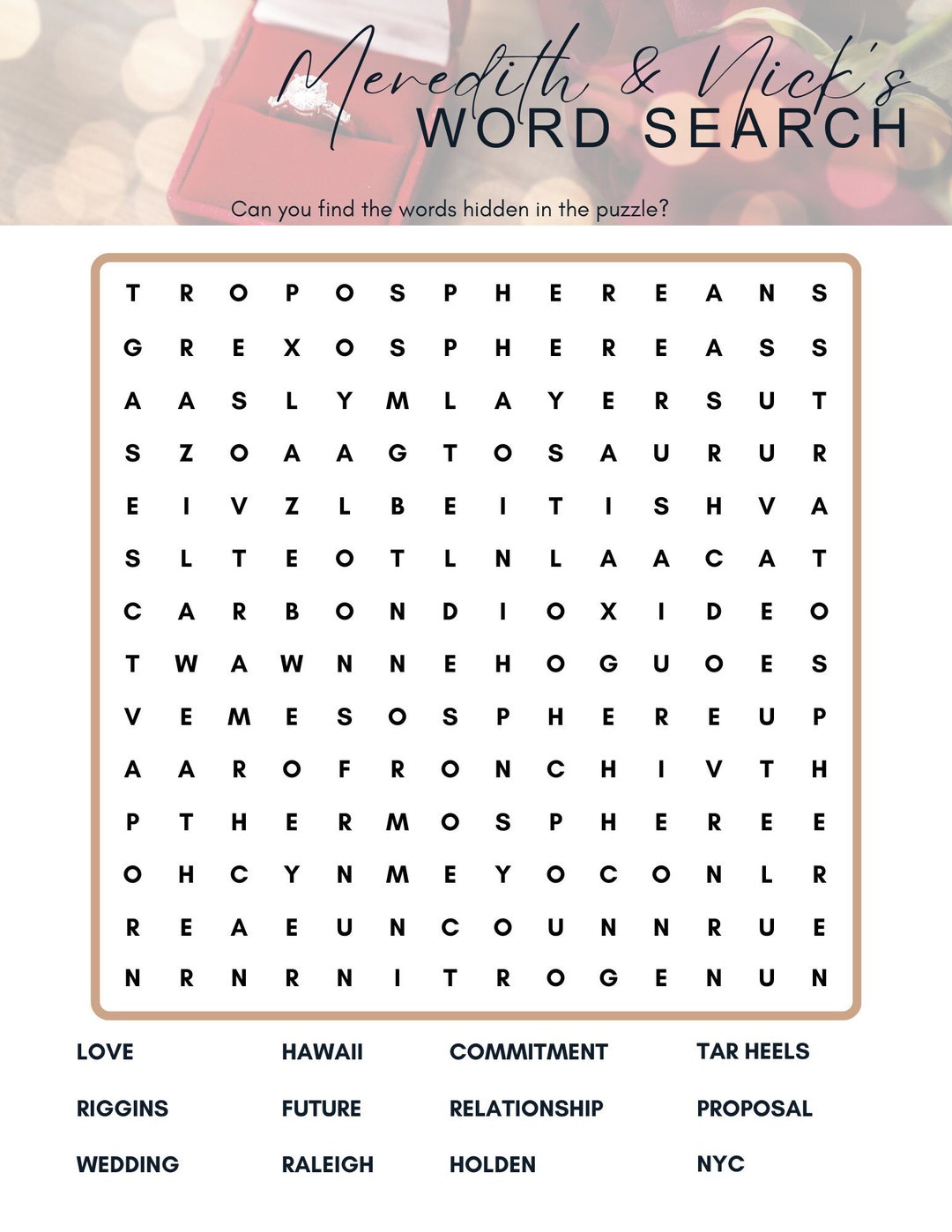 Personalized Digital Word Search Design Service (wedding Showers ...