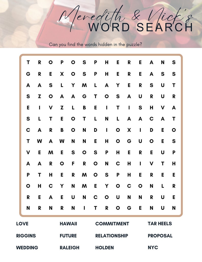 Personalized Digital Word Search Design Service (wedding Showers ...