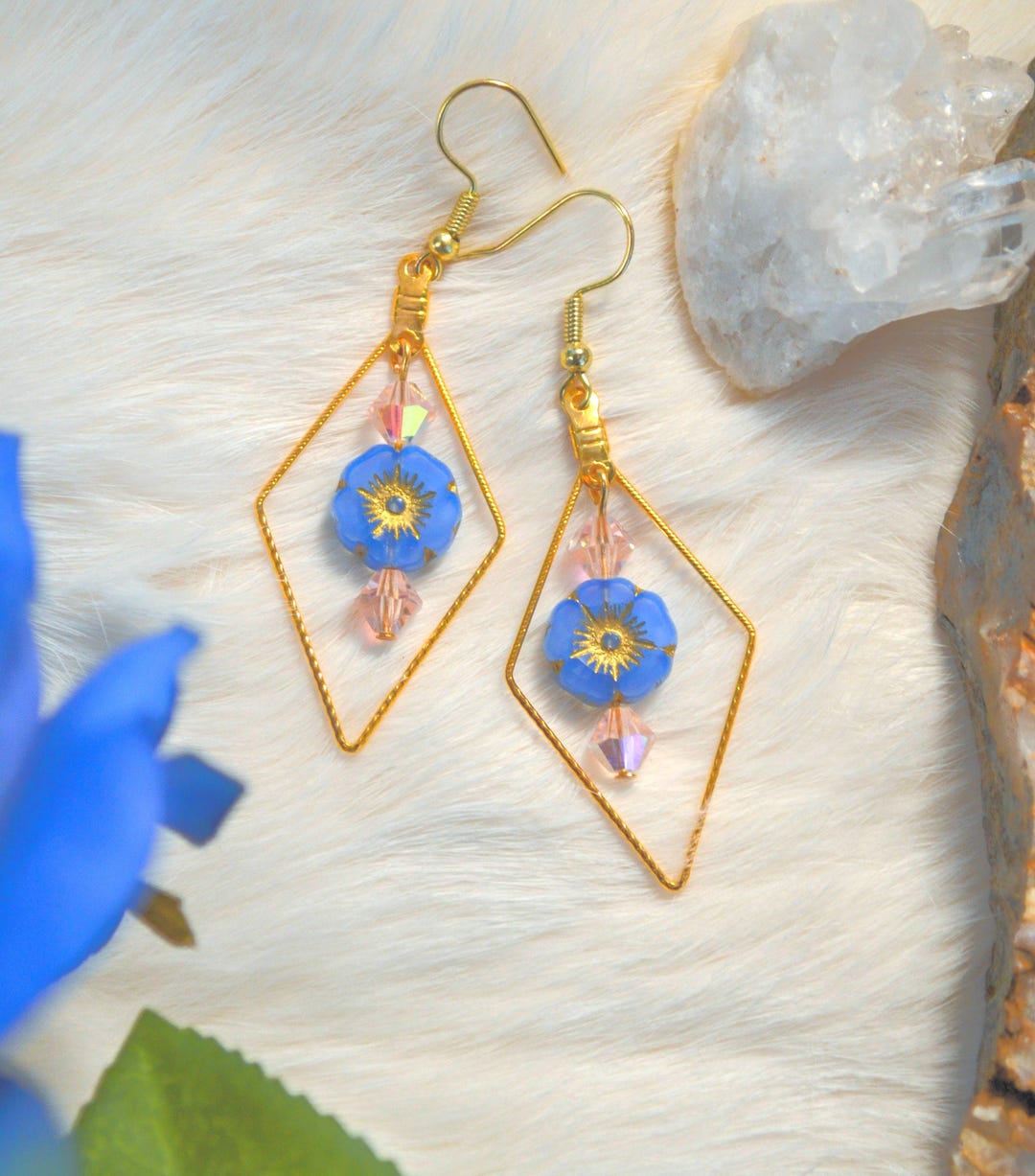 Forget-me-not Earrings in Diamond Shape - Etsy