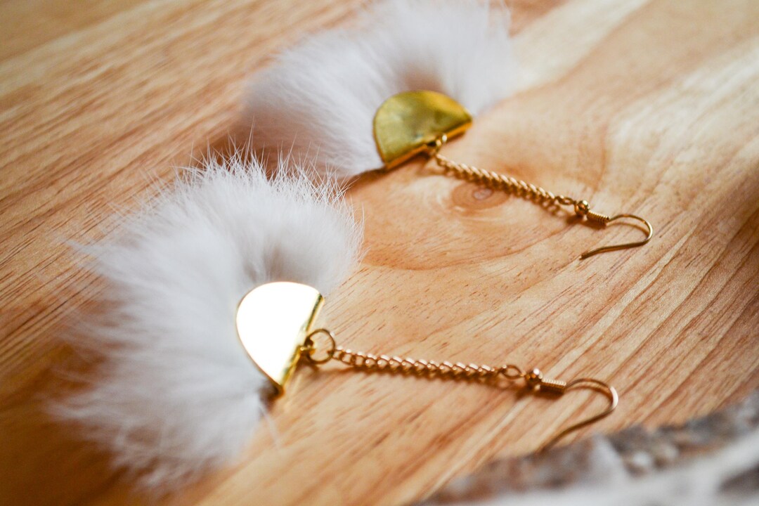 Rabbit Fur Fan Earrings - Etsy