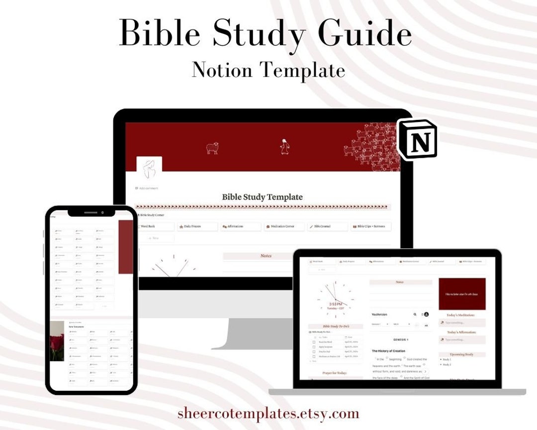 Bible Study Notion Template, SOAP Method, Bible Study Guide, Christian Planner - Etsy