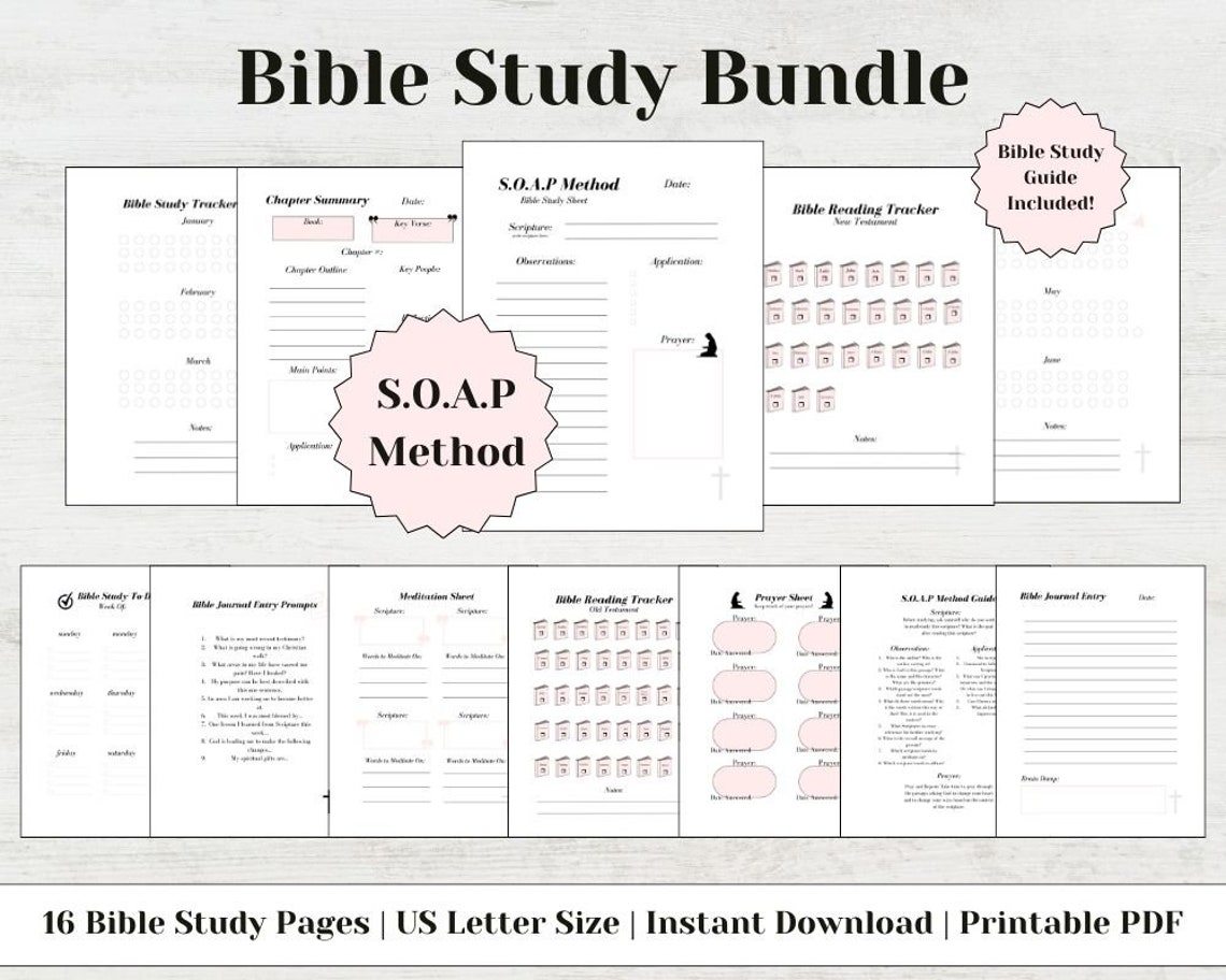 16 Page Bible Study Bundle With SOAP Method and Journal Pages - Etsy