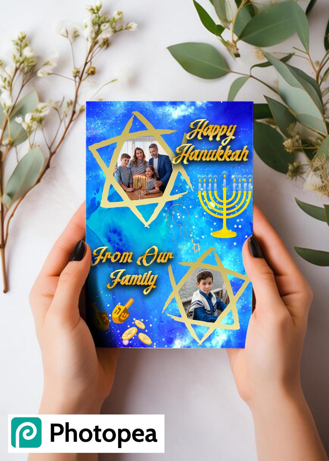 Hanukkah Card / Poster Template, Greeting Card, Holiday, Scrapbook ...