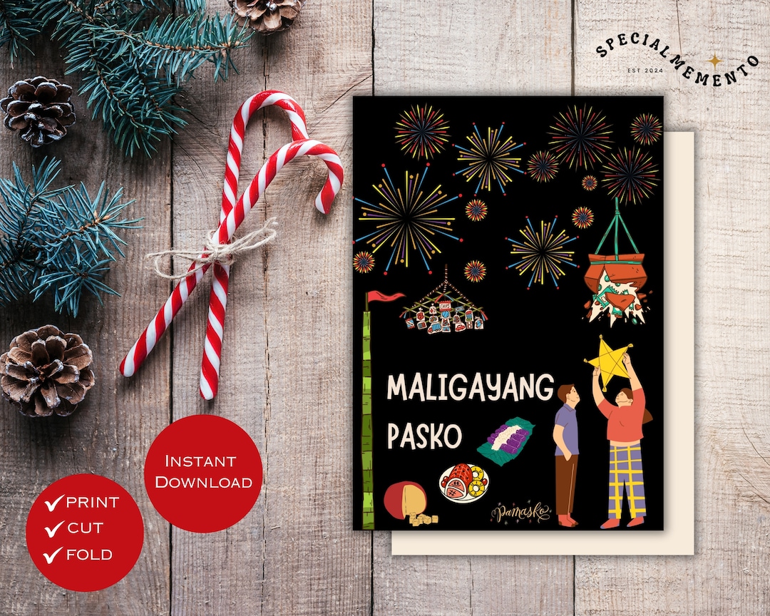 Maligayang Pasko Printable Card,tagalog Merry Christmas for Filipino ...