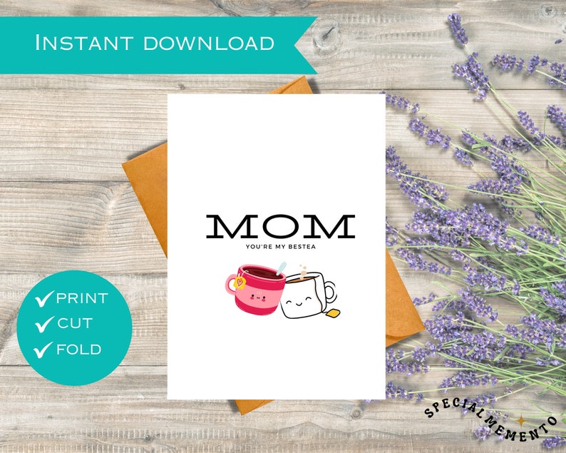 Printable Mothers Day Card From Daughter, Mom is My Bestie, Moms Day ...