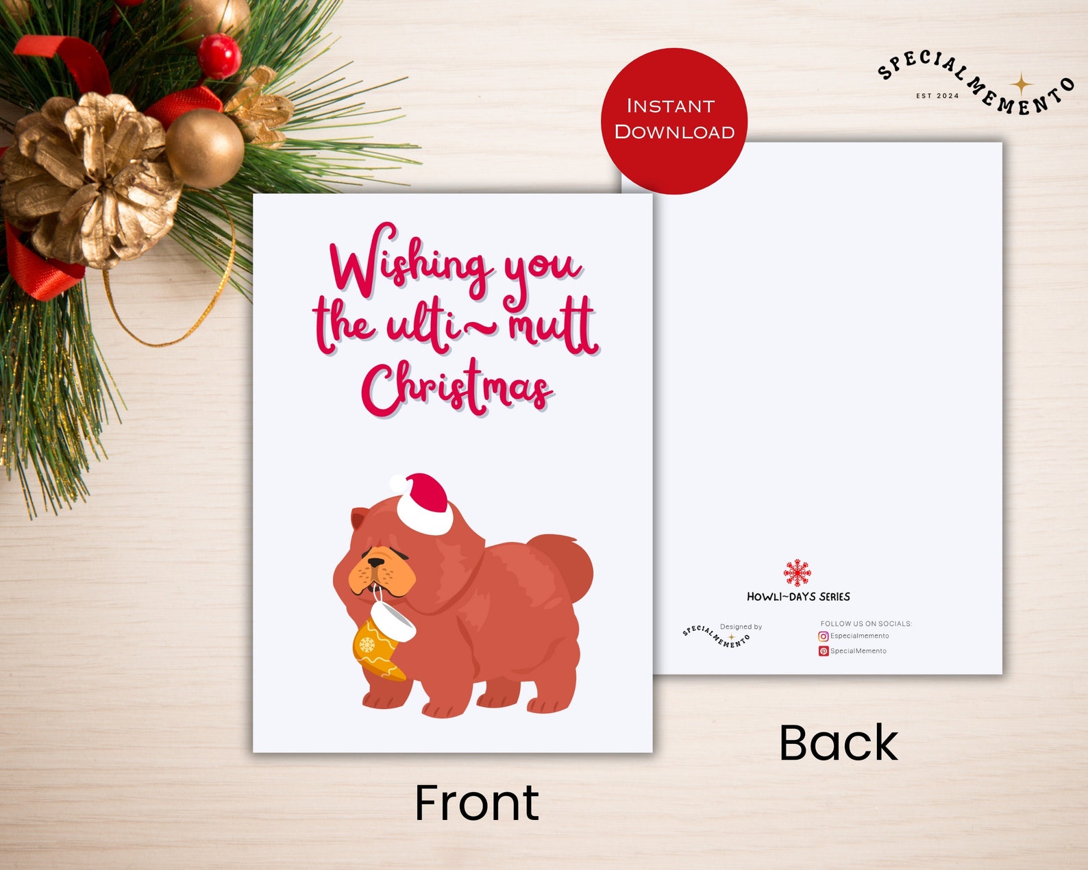 Pet Themed Christmas Card Printable Dog Happy Holidays Printable ...