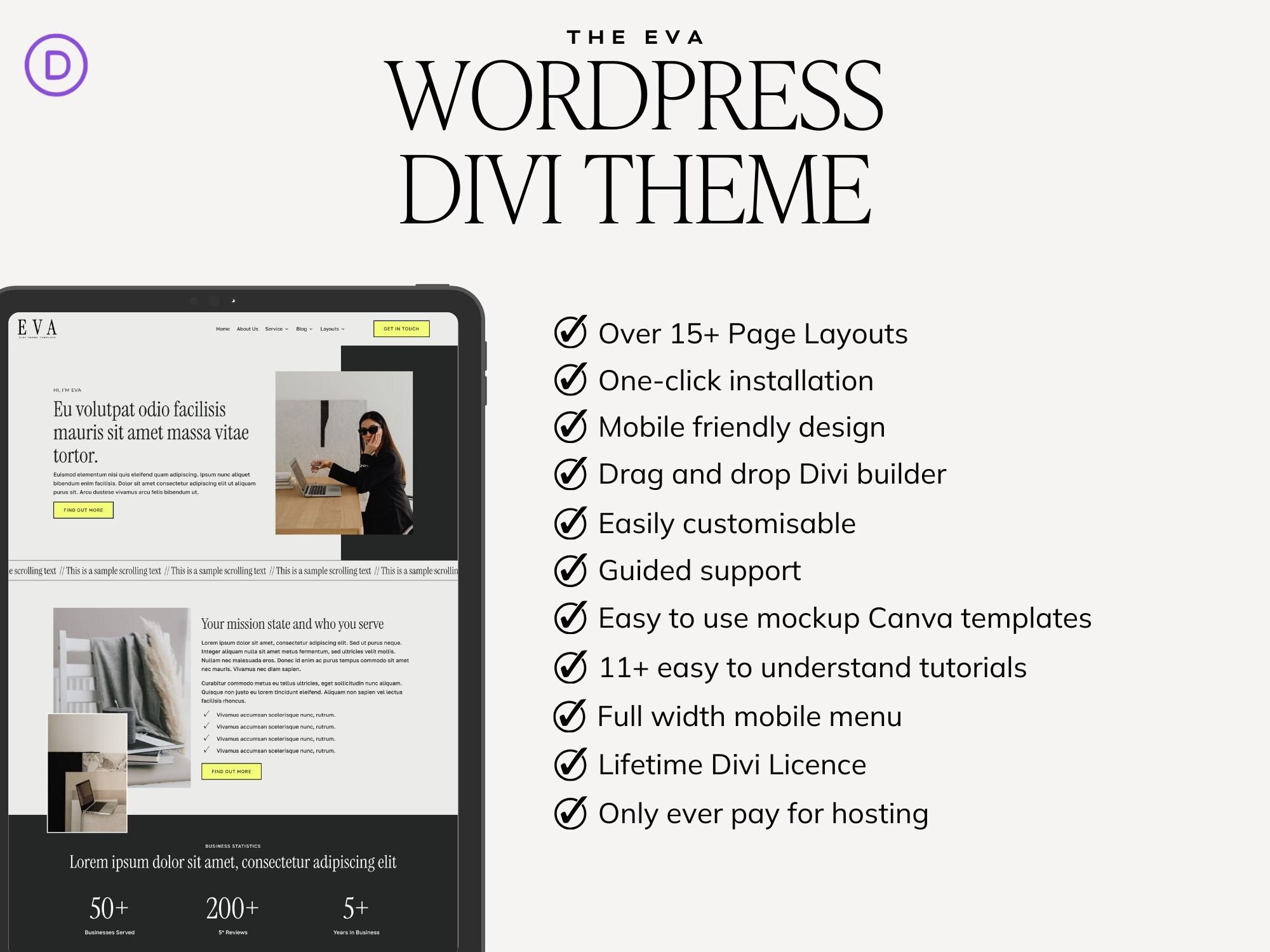 Website Template for Divi Theme & Wordpress Wordpress Divi Theme ...