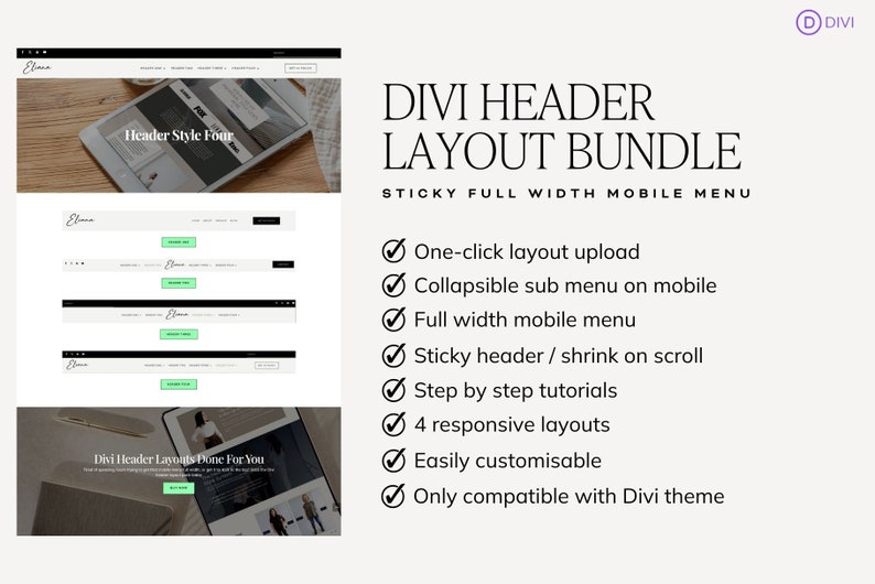Divi Theme Header Layout Templates | Divi Theme Full Width Mobile Menu ...