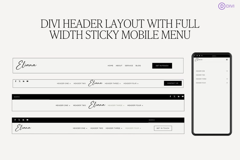 Divi Theme Header Layout Templates | Divi Theme Full Width Mobile Menu ...