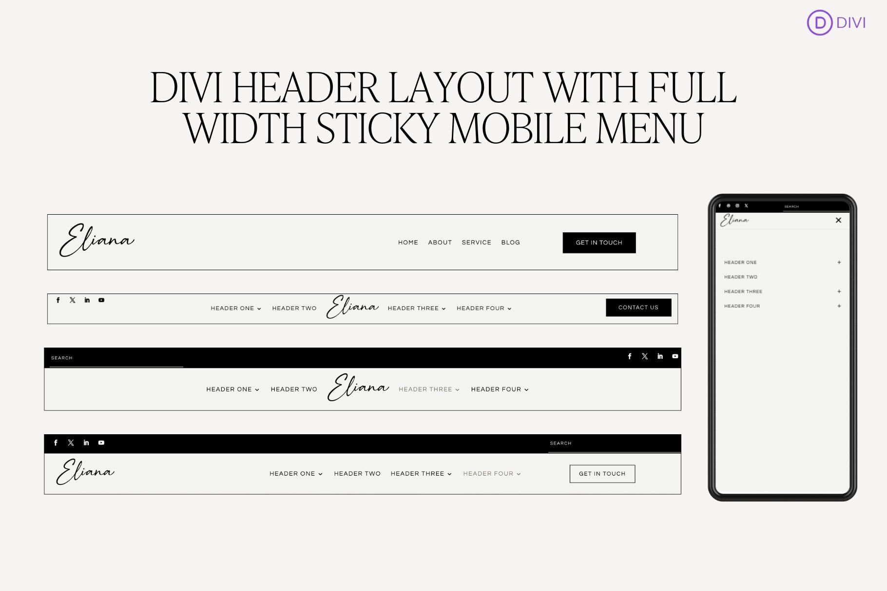 Divi Theme Header Layout Templates | Divi Theme Full Width Mobile Menu ...