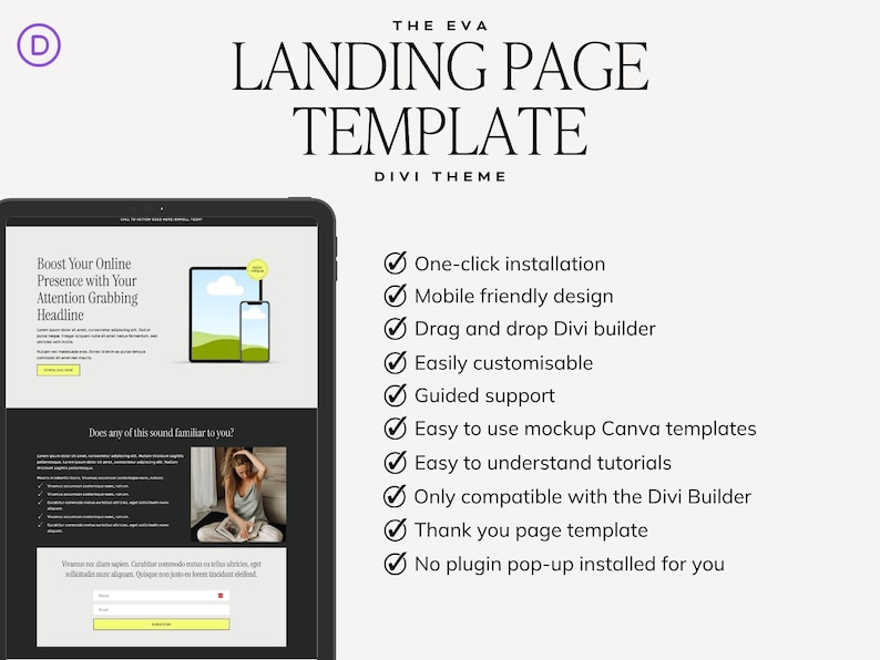 Divi Opt-in Page | Lead Magnet Page Template for Divi Theme & Wordpress ...