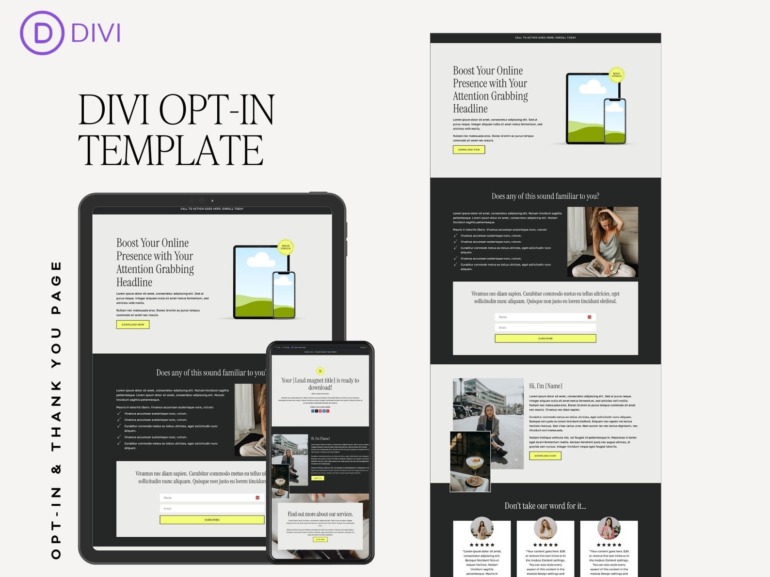 Divi Opt-in Page | Lead Magnet Page Template for Divi Theme & Wordpress ...