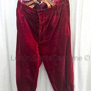 Santa Trousers in Deluxe Ruby Red Velvet With Fly Front, Elastic Back ...