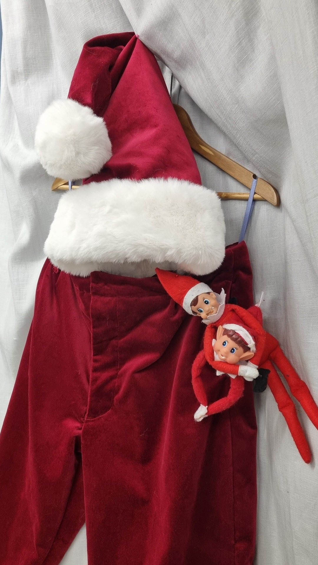 Deluxe Handmade Christmas Red Velvet Santa Hat With Luxury White Faux ...