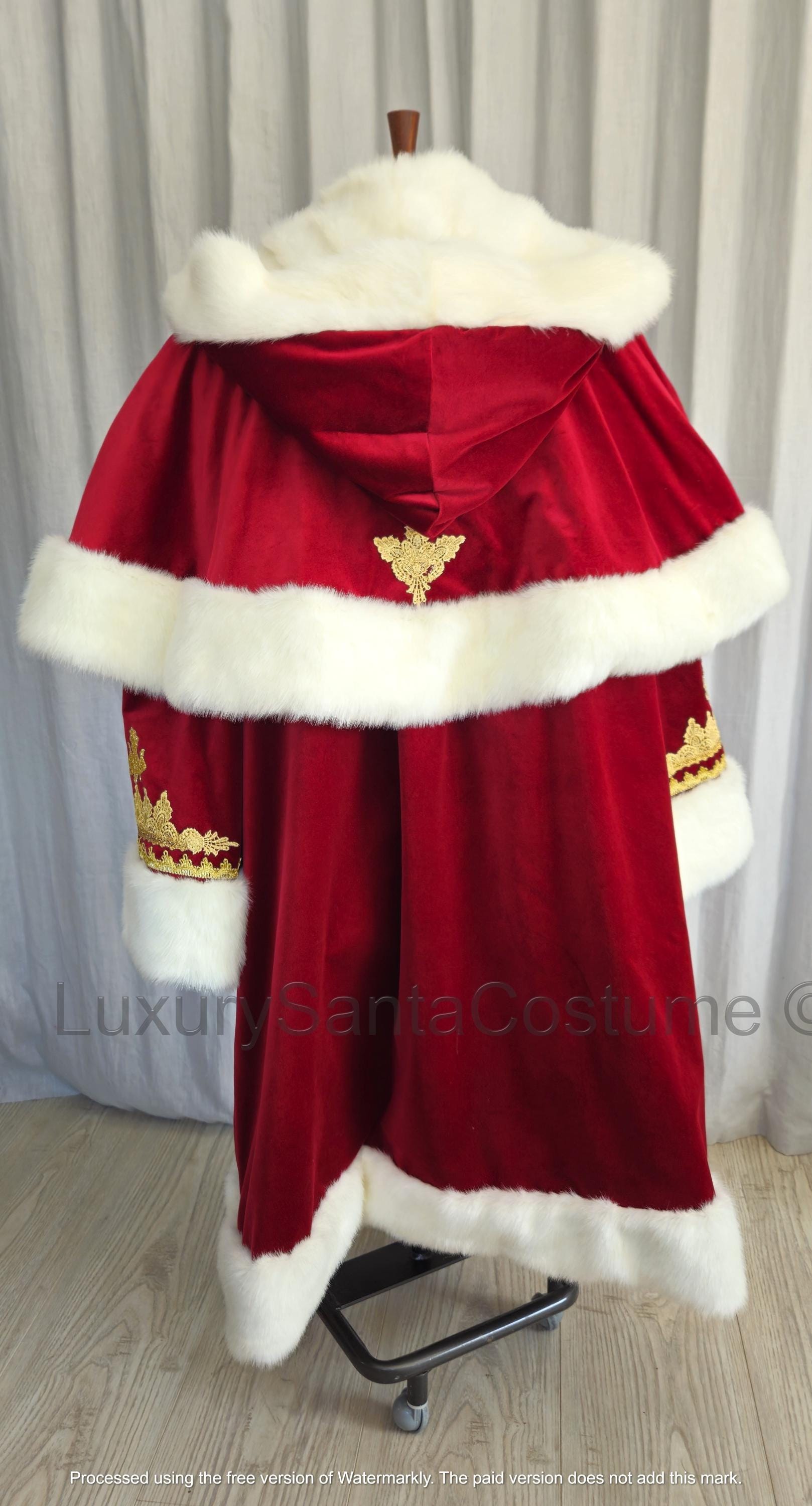 Santa 4 Piece Suit in Deluxe Ruby Red Velvet- Royal Robe, Trousers ...