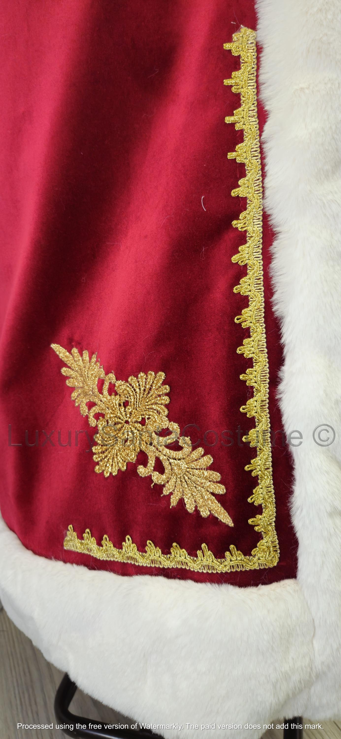 Deluxe Velvet Santa Robe, Faux Fur Trim, Gold Motif Detail, Ruby Red - Etsy