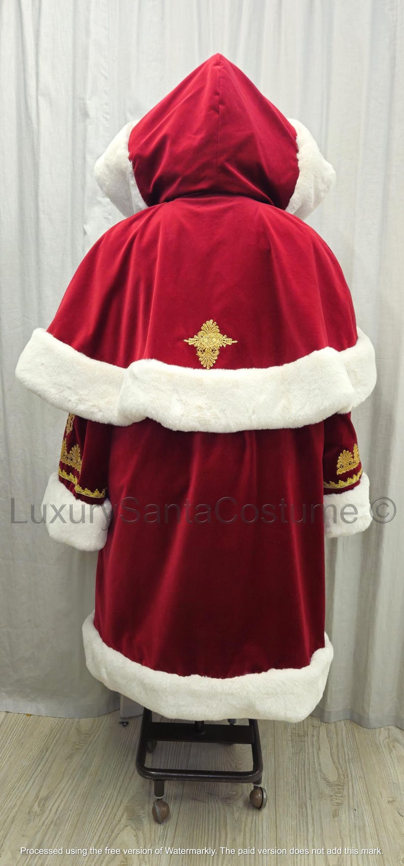 Deluxe Velvet Santa Robe, Faux Fur Trim, Gold Motif Detail, Ruby Red - Etsy