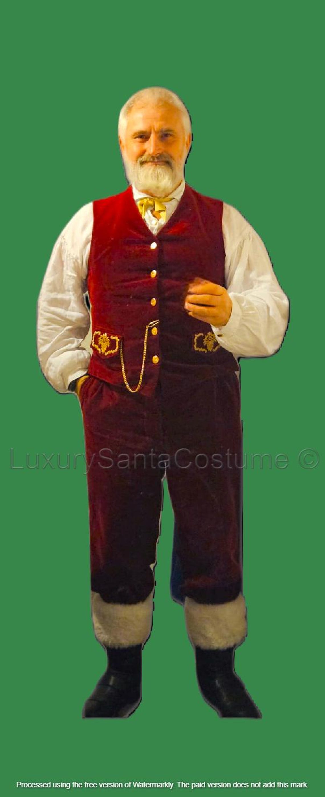 Santa Trousers in Deluxe Ruby Red Velvet With Fly Front, Elastic Back ...