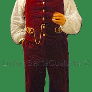 Santa Trousers in Deluxe Ruby Red Velvet With Fly Front, Elastic Back ...