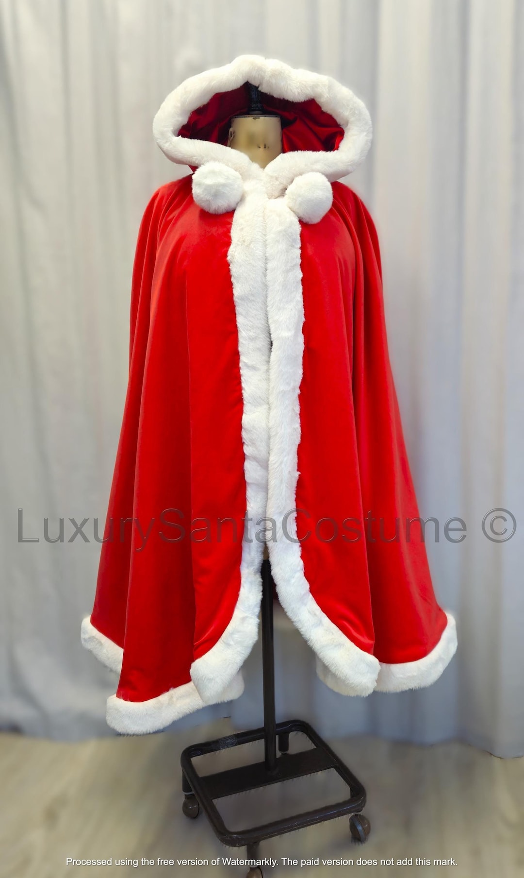 Deluxe Red Velvet Mrs Santa Claus Cloak With Luxury White Faux Bunny ...
