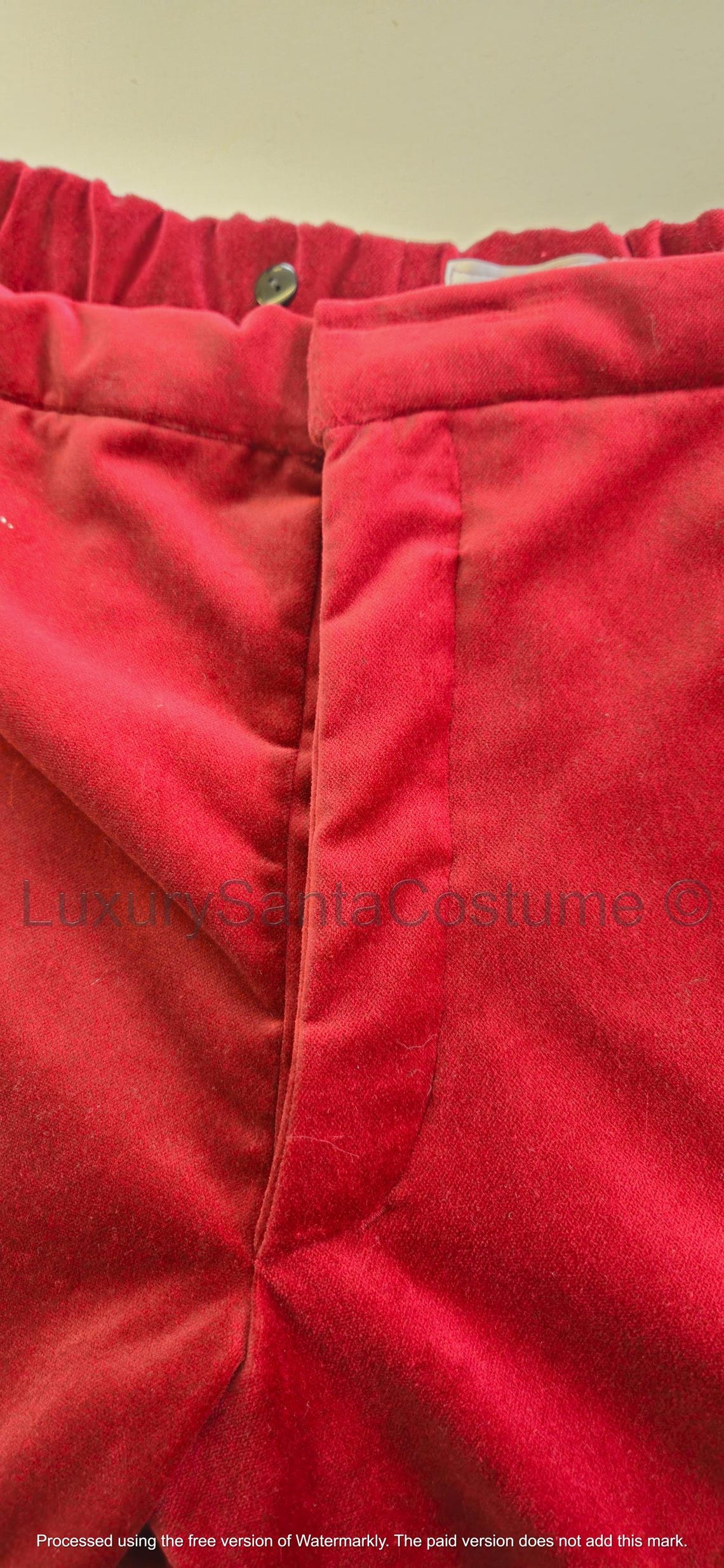 Santa Trousers in Deluxe Ruby Red Velvet With Fly Front, Elastic Back ...