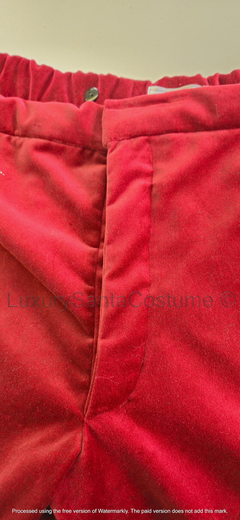 Santa Trousers in Deluxe Ruby Red Velvet With Fly Front, Elastic Back ...