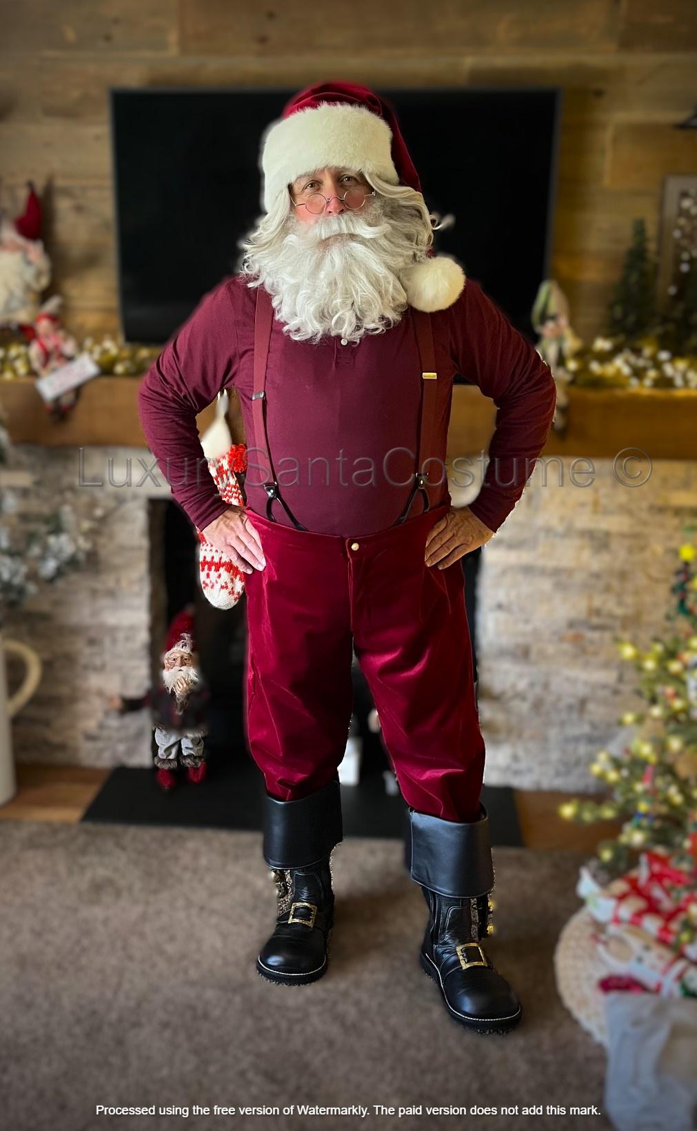Santa Trousers in Deluxe Ruby Red Velvet With Adjustable Waistband ...