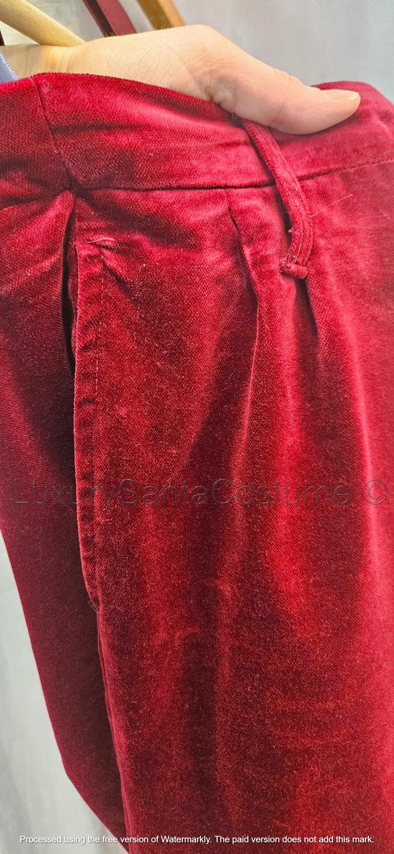 Santa Trousers in Deluxe Ruby Red Velvet With Fly Front, Elastic Back ...