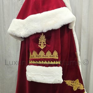 Hooded Santa Robe With Single Shawl Collar, Made With Deluxe Ruby Red ...