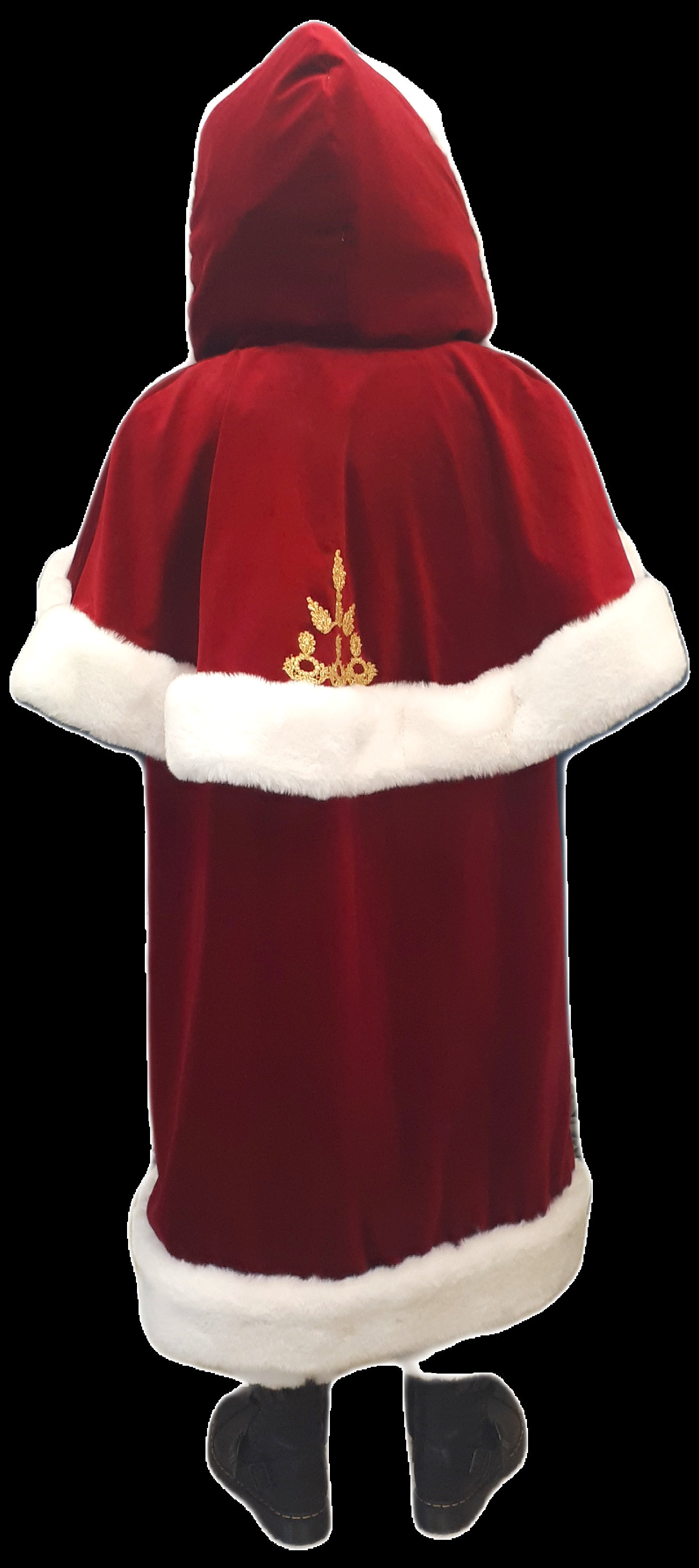 Deluxe Ruby Red Velvet Hooded Santa Robe With Single Shawl Collar, Gold ...