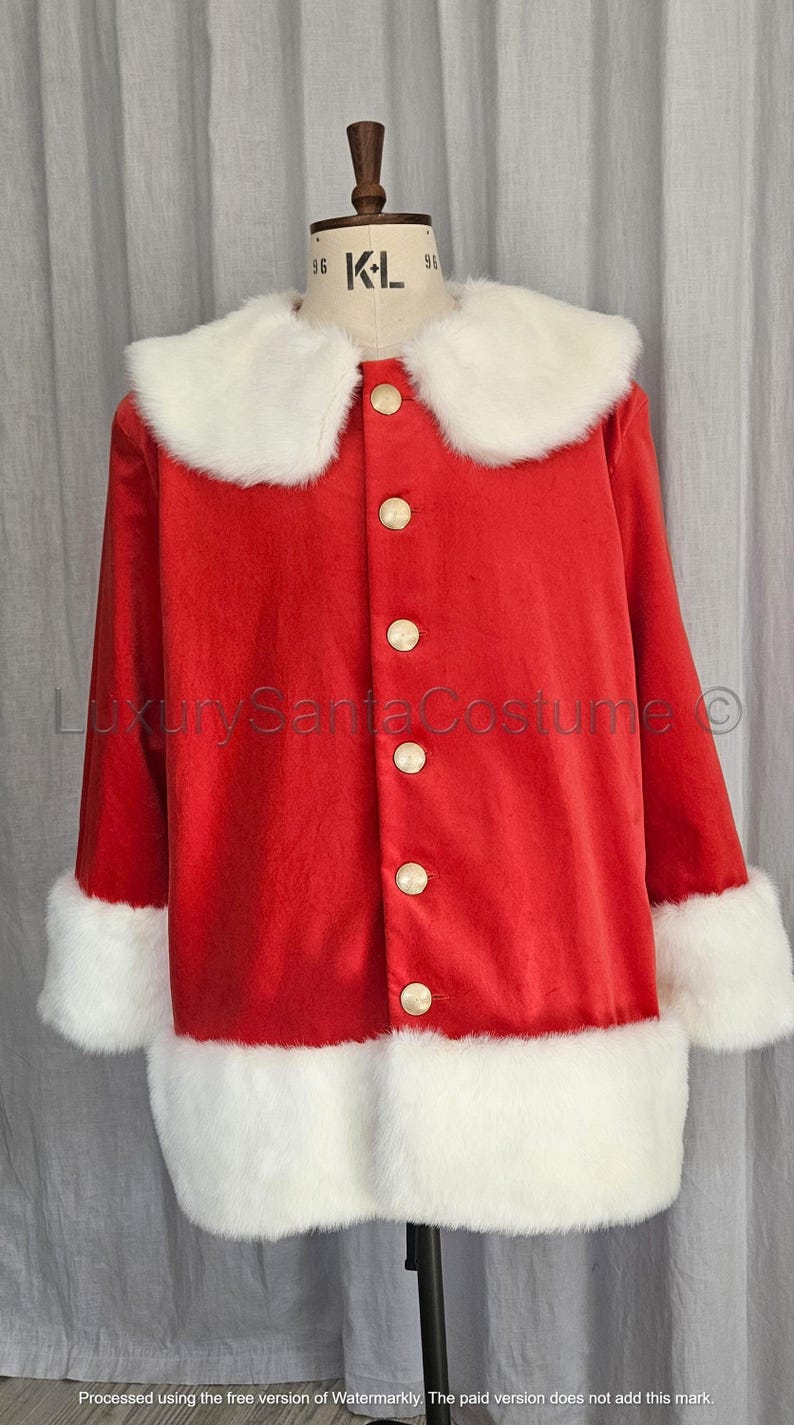 Coco-cola Style Santa Jacket in Christmas Red Velvet and Fur Trim - Etsy