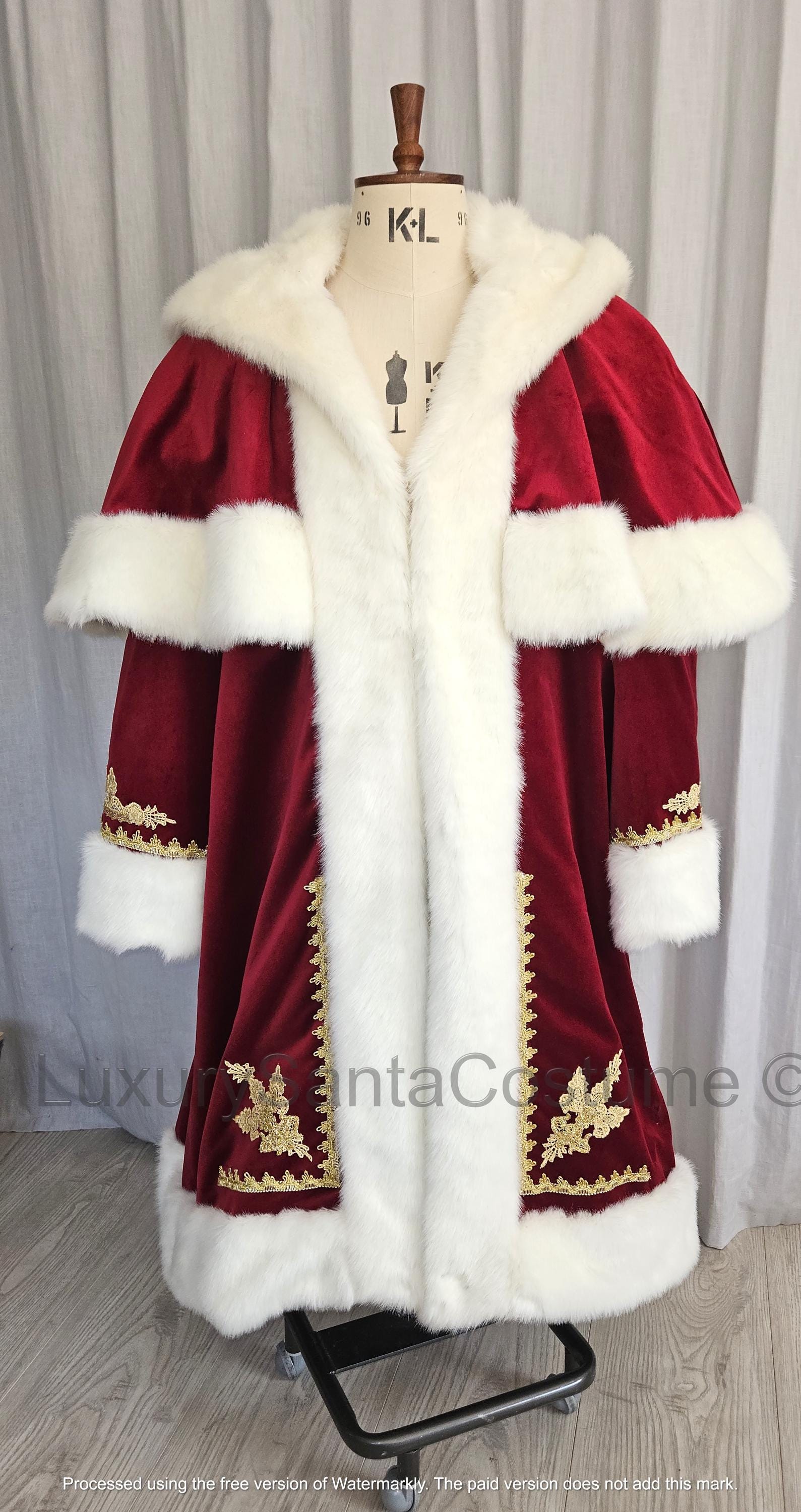 Santa 4 Piece Suit in Deluxe Ruby Red Velvet- Royal Robe, Trousers ...