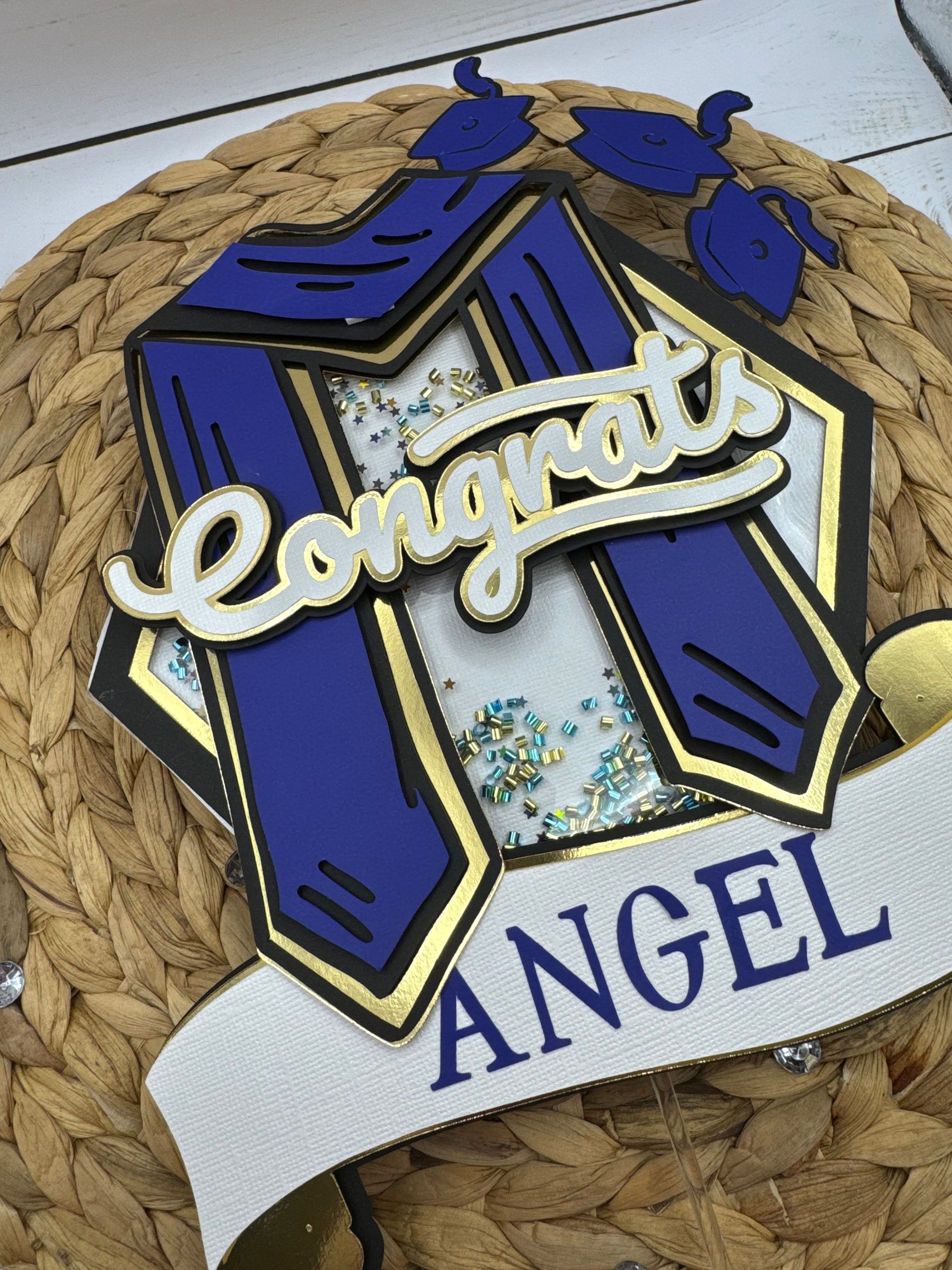 Custom Graduation Shaker Cake Topper: Glitter Diploma & Cap - Etsy