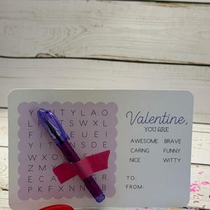 Valentine's Day Card Set for Kids: Word Search Game, Pen Included - Etsy