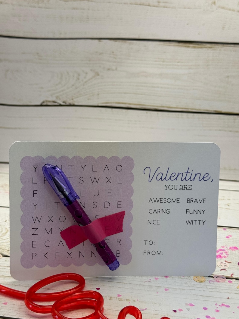 Valentine's Day Card Set for Kids: Word Search Game, Pen Included - Etsy