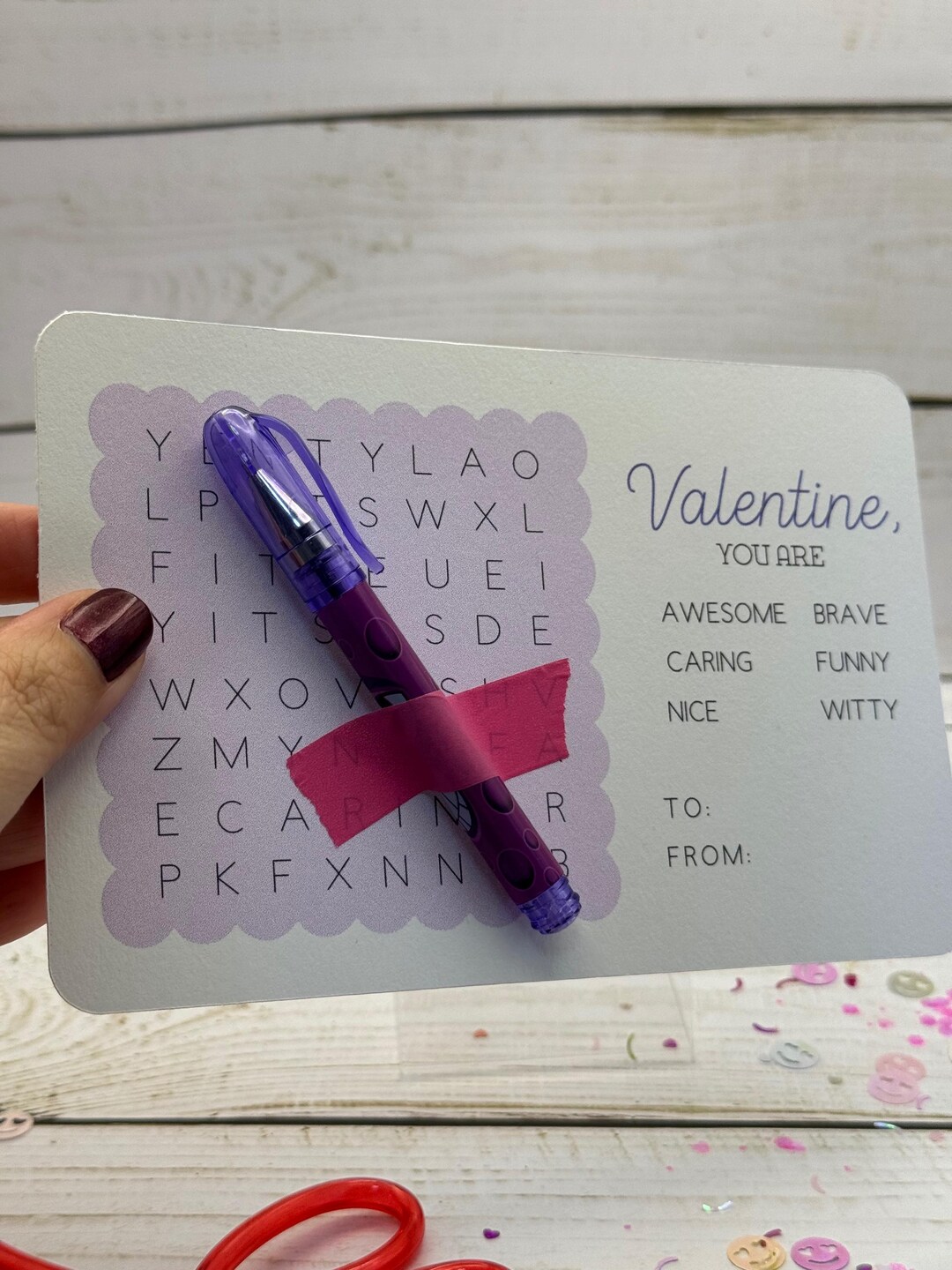 Valentine's Day Card Set for Kids: Word Search Game, Pen Included - Etsy