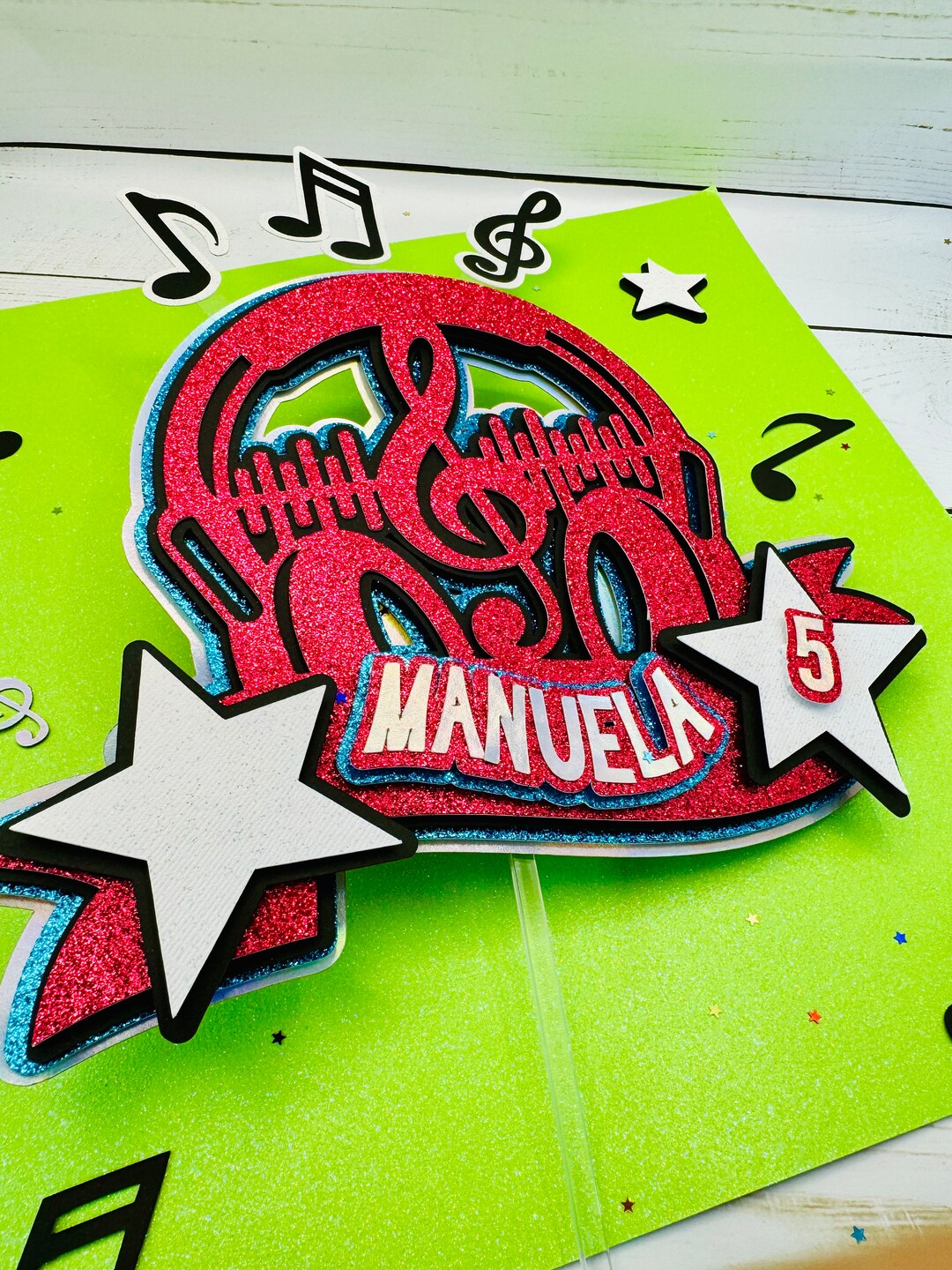 Glitter Music Cake Topper: Custom Headphone Theme Party Decor - Etsy