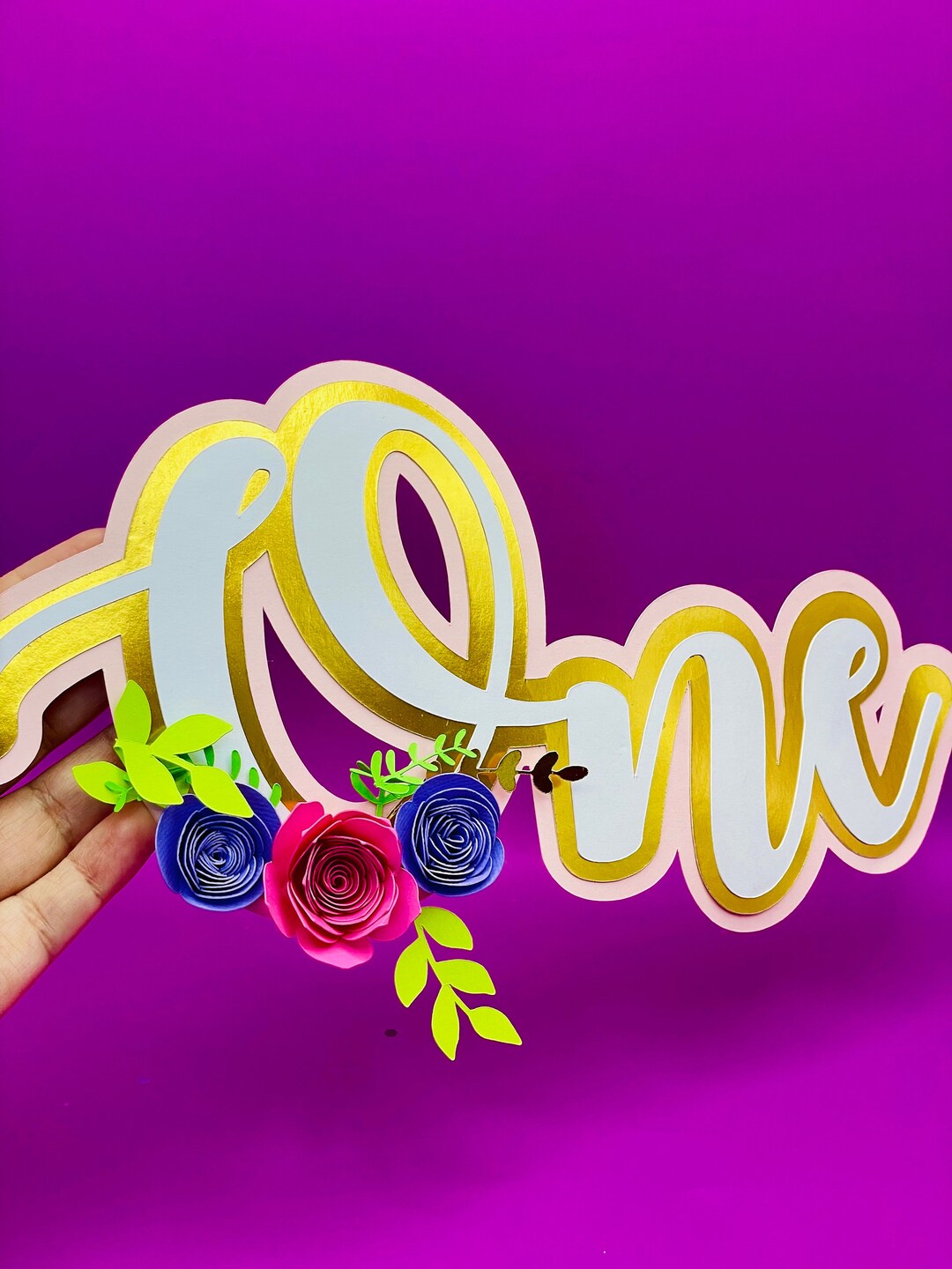 One Year Cake Topper First Birthday Cake Topper Gold One Sign 1st