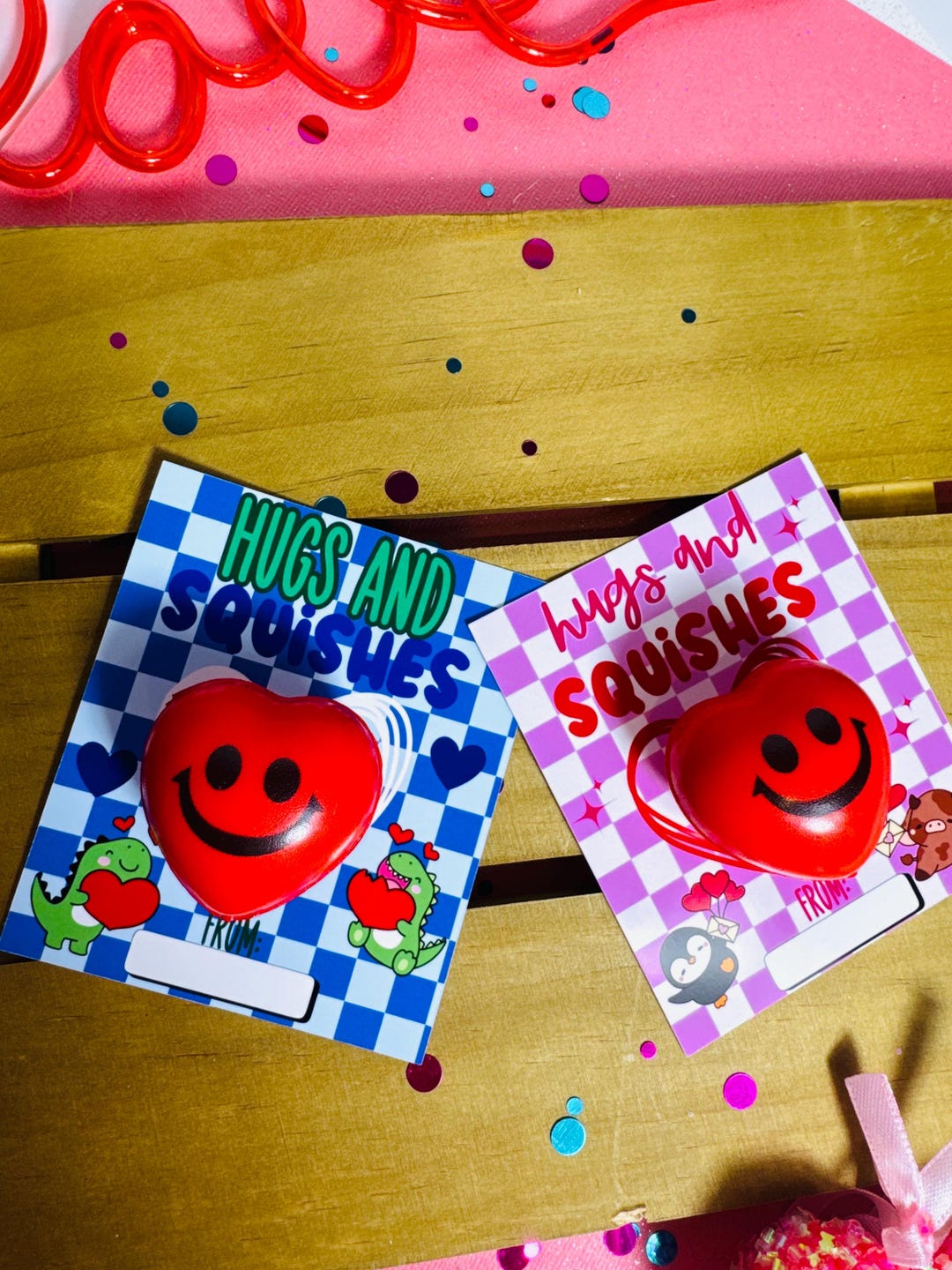 Squishy Heart Valentine's Card - Kids Classroom Exchange Favors - Etsy