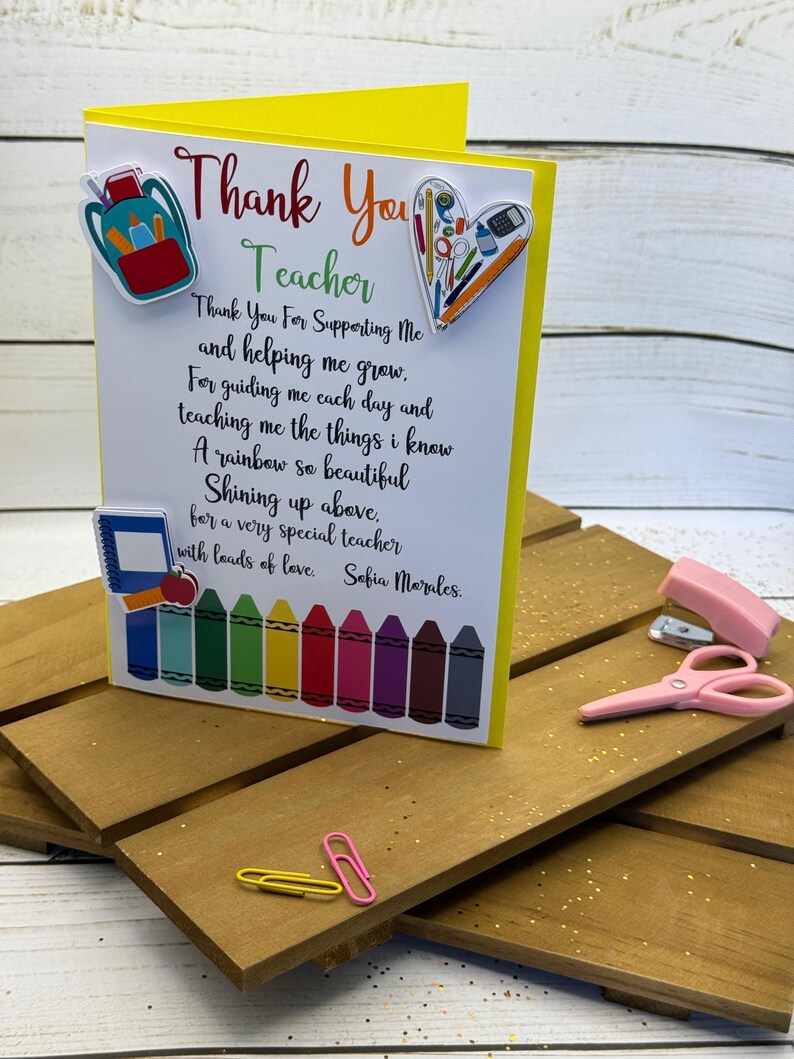Personalized Teacher Thank You Card: Appreciation Gift - Etsy