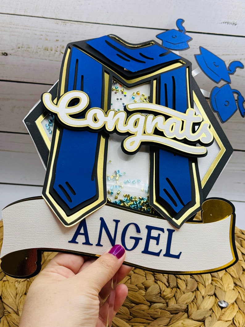 Custom Graduation Shaker Cake Topper: Glitter Diploma & Cap - Etsy