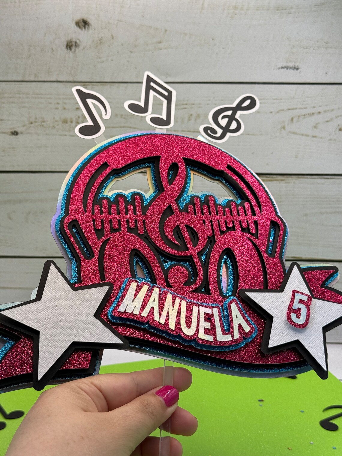 Glitter Music Cake Topper: Custom Headphone Theme Party Decor - Etsy
