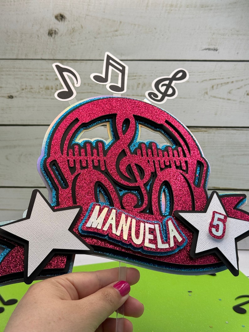 Glitter Music Cake Topper: Custom Headphone Theme Party Decor - Etsy