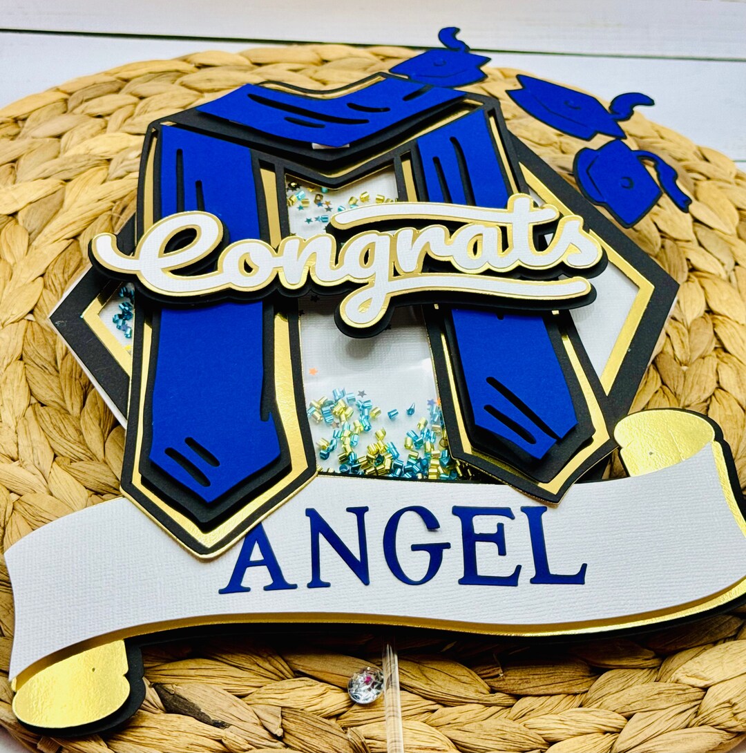 Custom Graduation Shaker Cake Topper: Glitter Diploma & Cap - Etsy