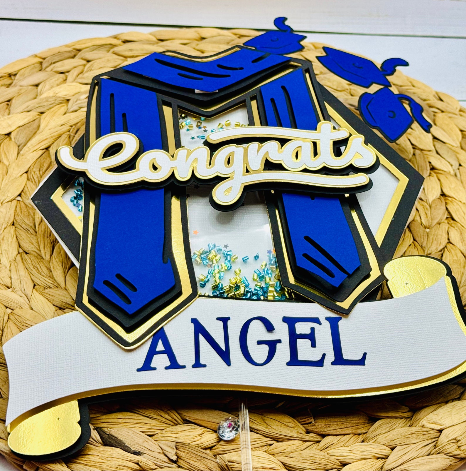 Custom Graduation Shaker Cake Topper: Glitter Diploma & Cap - Etsy