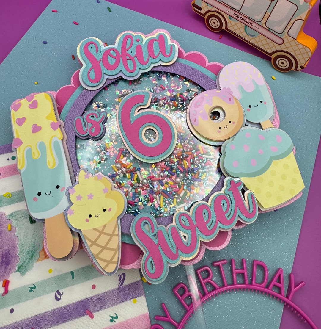 Ice Cream Happy Birthday Cake Topper Ice Cream Birthday Party ...