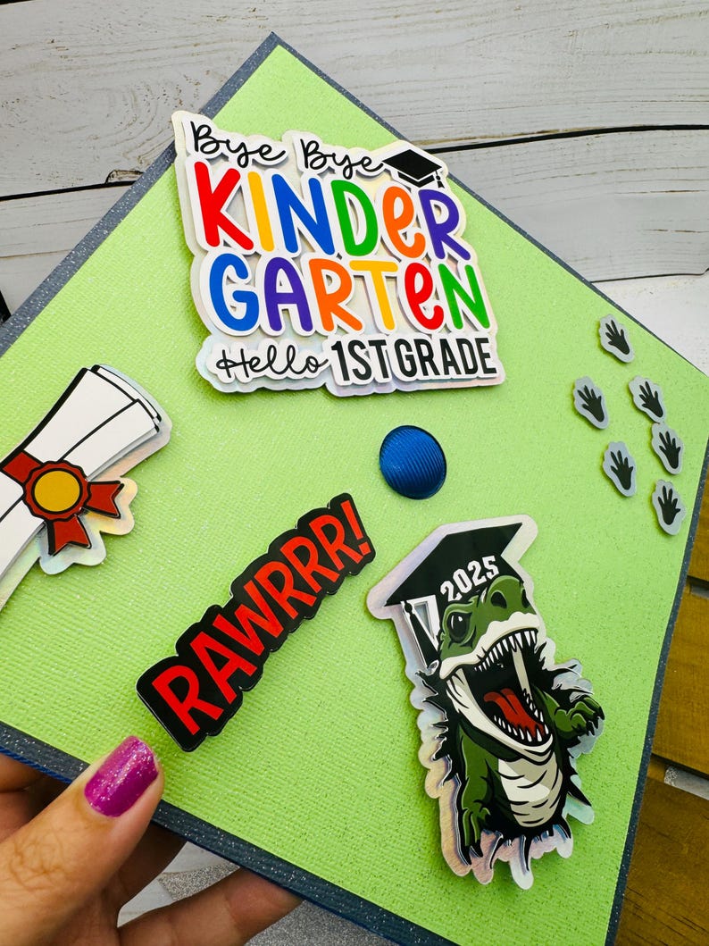 Personalized Dinosaur Graduation Cap Topper: Kindergarten Class of 2025 ...